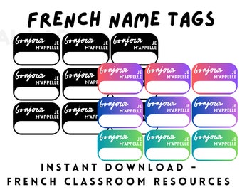 Spanish Name Tags Printable File, Flashcards Digital Vocab Cards ...