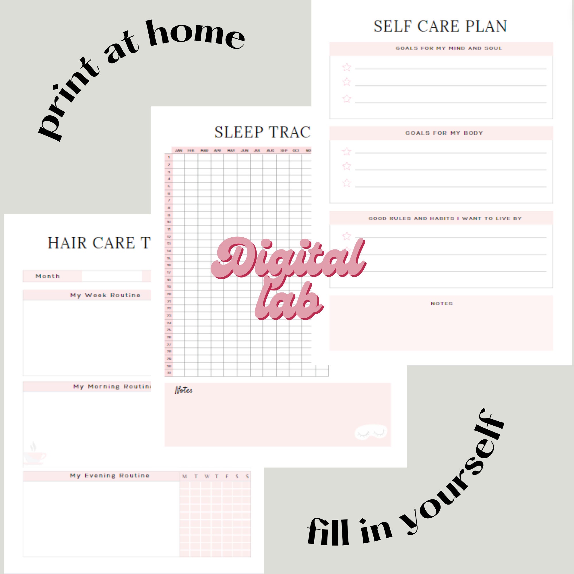 Self Care Planner - Printable DIGITAL DOWNLOAD - Self Help - Habit ...