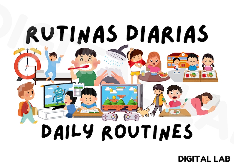 Spanish Daily Routines Printable Posters, Flashcards Digital Vocab ...