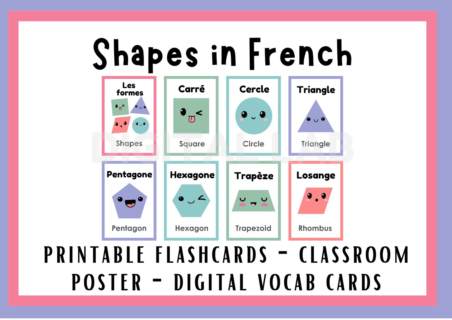 French Shapes Printable Posters, Flashcards Digital Vocab Cards ...