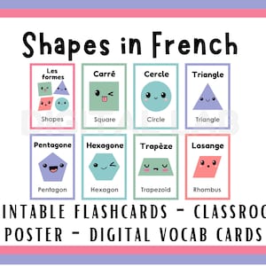 French Shapes Printable Posters, Flashcards Digital Vocab Cards ...