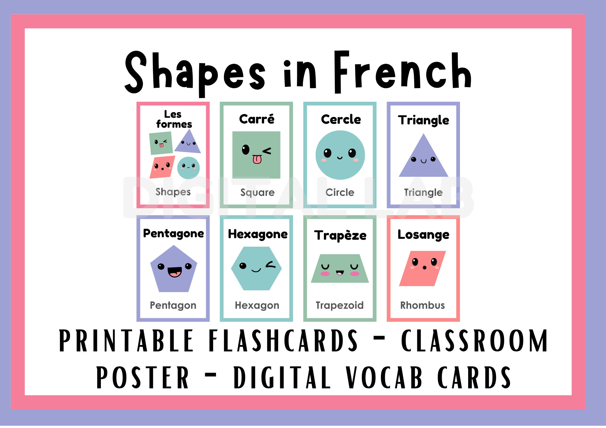 French Shapes Printable Posters, Flashcards Digital Vocab Cards ...