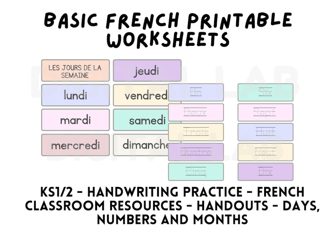 Simple French KS1 KS2 Printable Worksheets, Digital Vocab Cards ...
