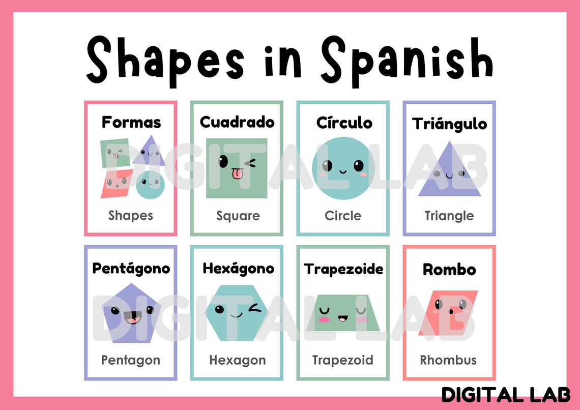 Spanish Shapes Printable Posters, Flashcards Digital Vocab Cards ...