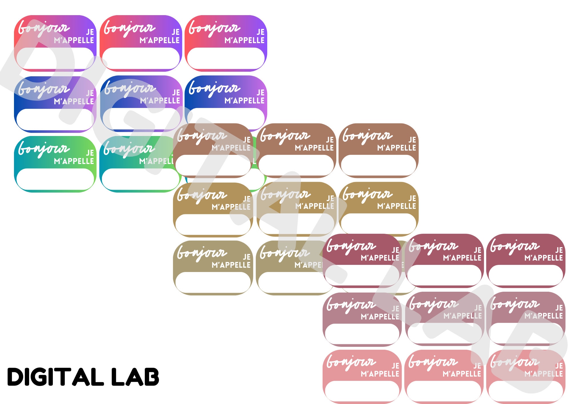 French Name Tags Printable File, Flashcards Digital Vocab Cards ...