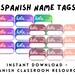 Spanish Name Tags Printable File, Flashcards Digital Vocab Cards ...