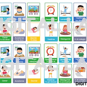 Spanish Daily Routines Printable Posters, Flashcards Digital Vocab ...
