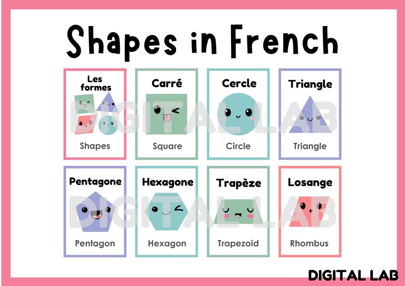 French Shapes Printable Posters, Flashcards Digital Vocab Cards ...