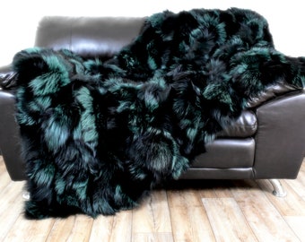 Luxury Real Green Fox Fur Throw Blanket - Etsy