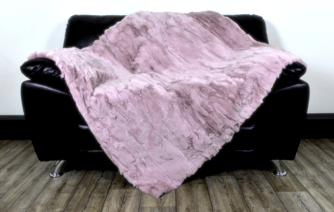 Luxury Real Double Sided Pink Rex Rabbit Fur Throw Blanket - Etsy