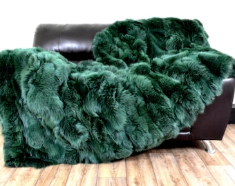 Luxury Real Green Fox Fur Throw Blanket - Etsy