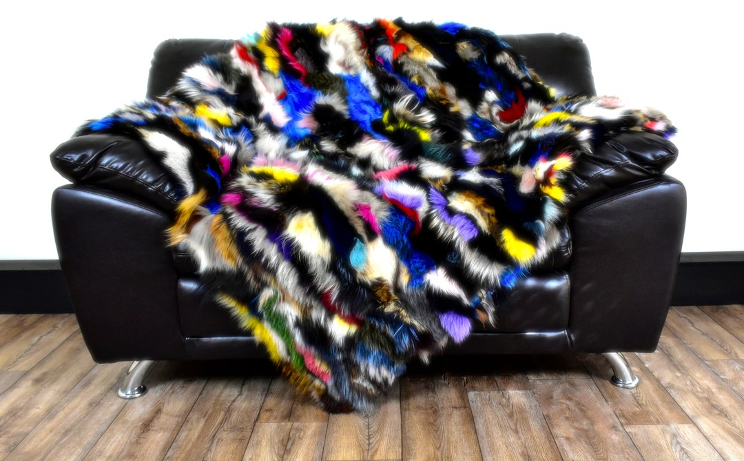 Luxury Real Multicolour Fox Fur Throw Blanket - Etsy