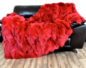 Luxury Real Red Canandian Fox Fur Throw Blanket - Etsy