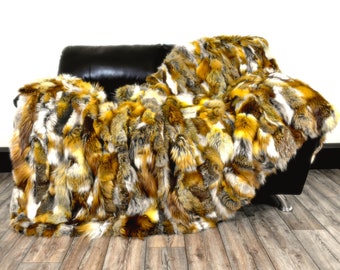 Luxury Real Red Canandian Fox Fur Throw Blanket - Etsy