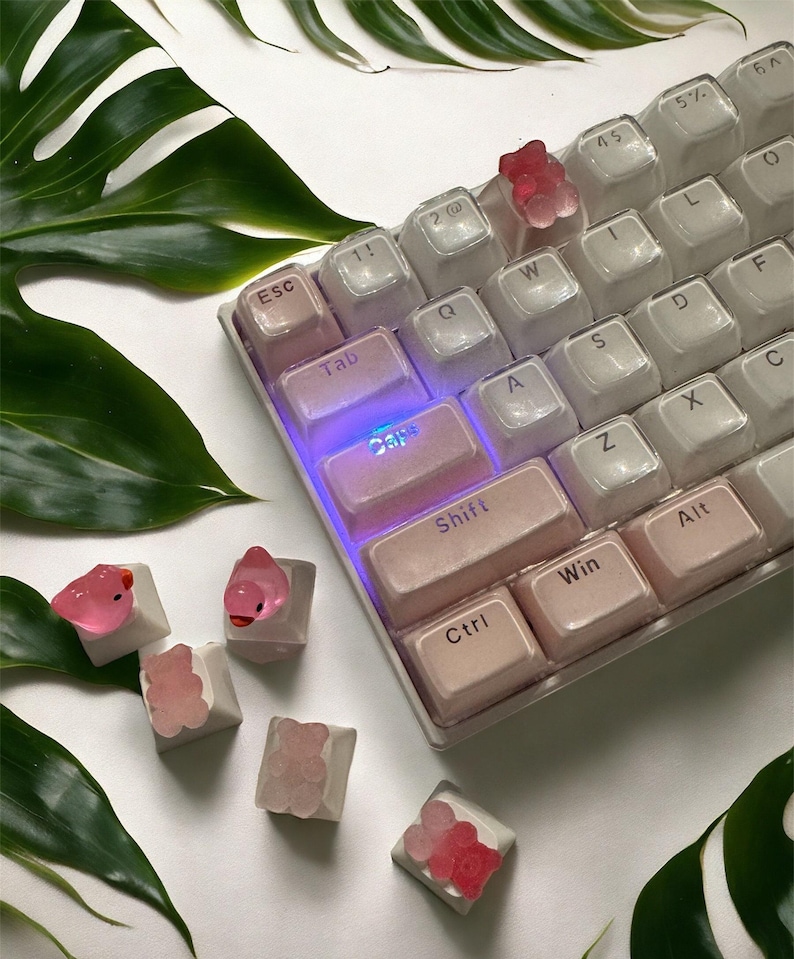 Set of 2 Gummy Bear Keycaps, Duck Keycaps, Heart Keycaps, Custom ...