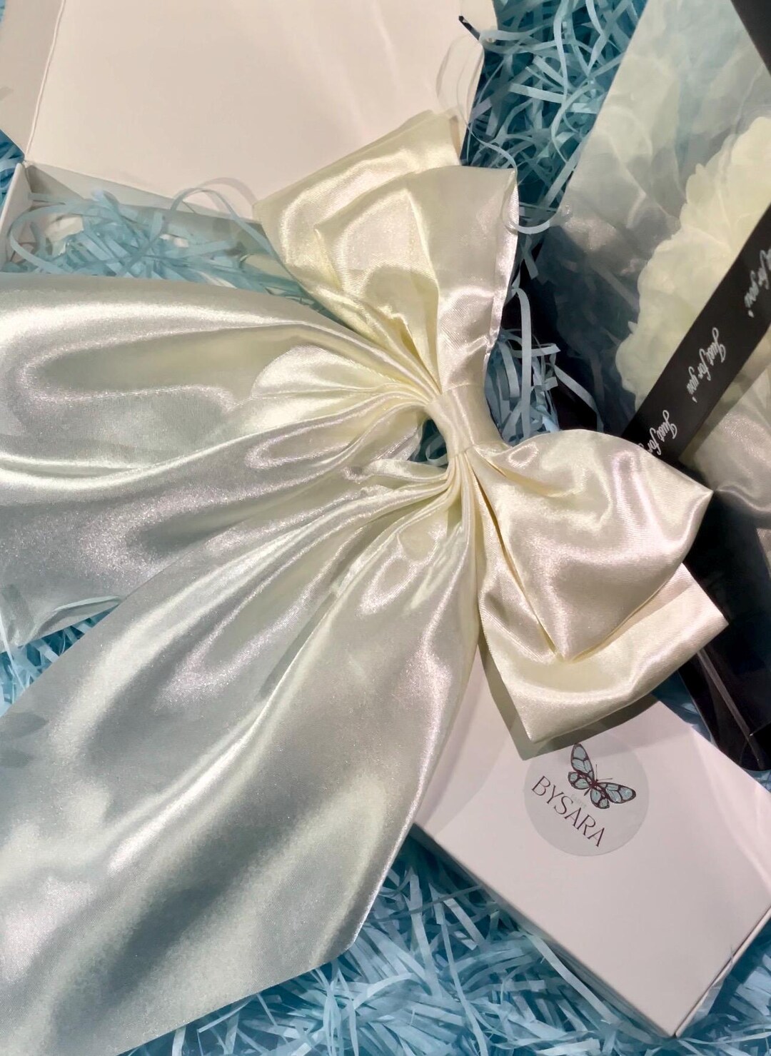 Creamy White Silk Satin Hair Bow, Classic Hair Bow, Coquette ...