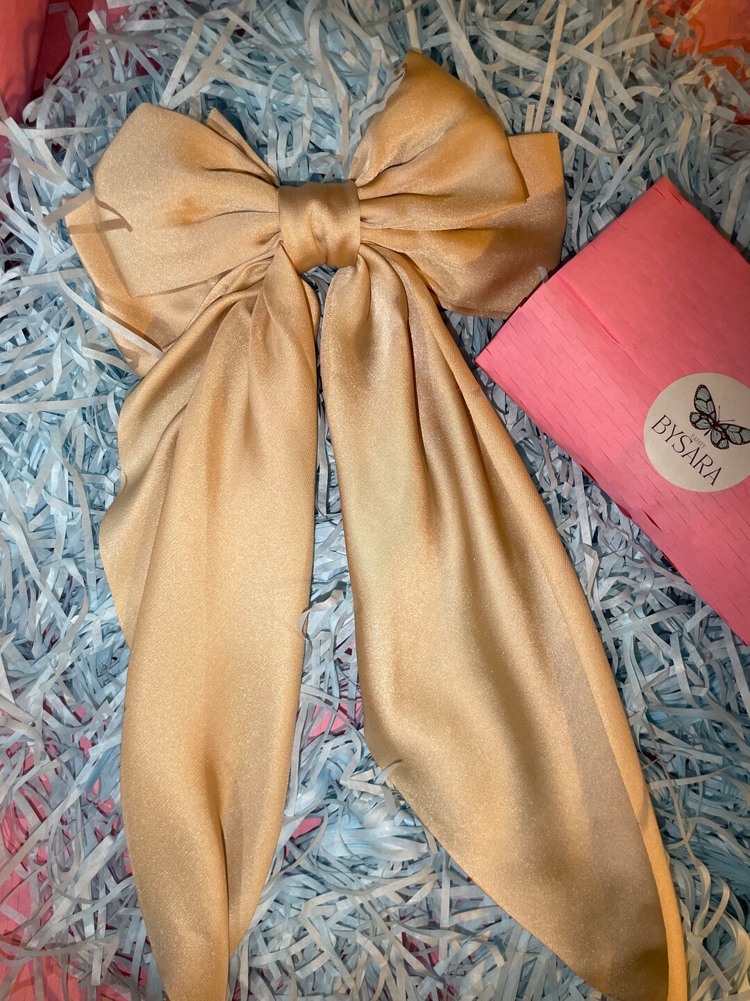 Gold Silk Satin Hair Bow, Classic Hair Bow, Coquette, Balletcore, Hair ...