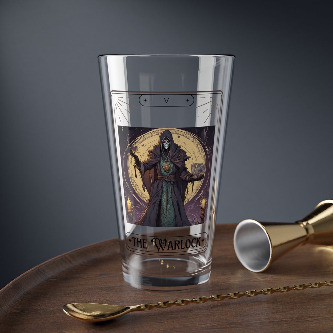 Dungeons and Dragons Inspired "the Warlock Tarot Pint Glass, 16oz, Dnd ...