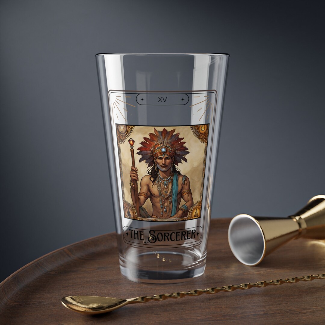 Dungeons and Dragons Inspired "the Sorcerer" Tarot Pint Glass, 16oz ...