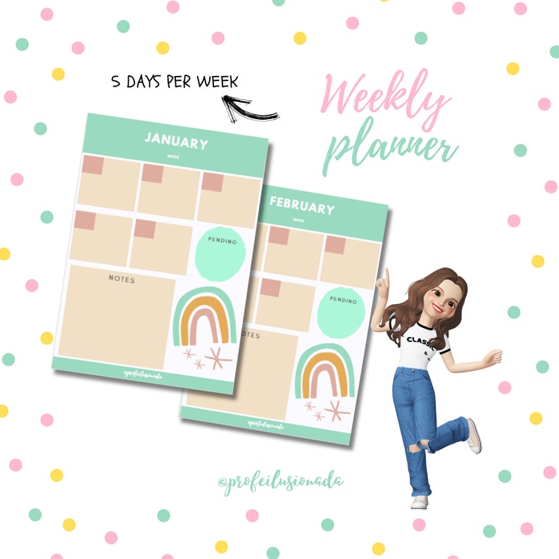 Printable Weekly Planner, Teacher Planner, Child Planner, Digital ...