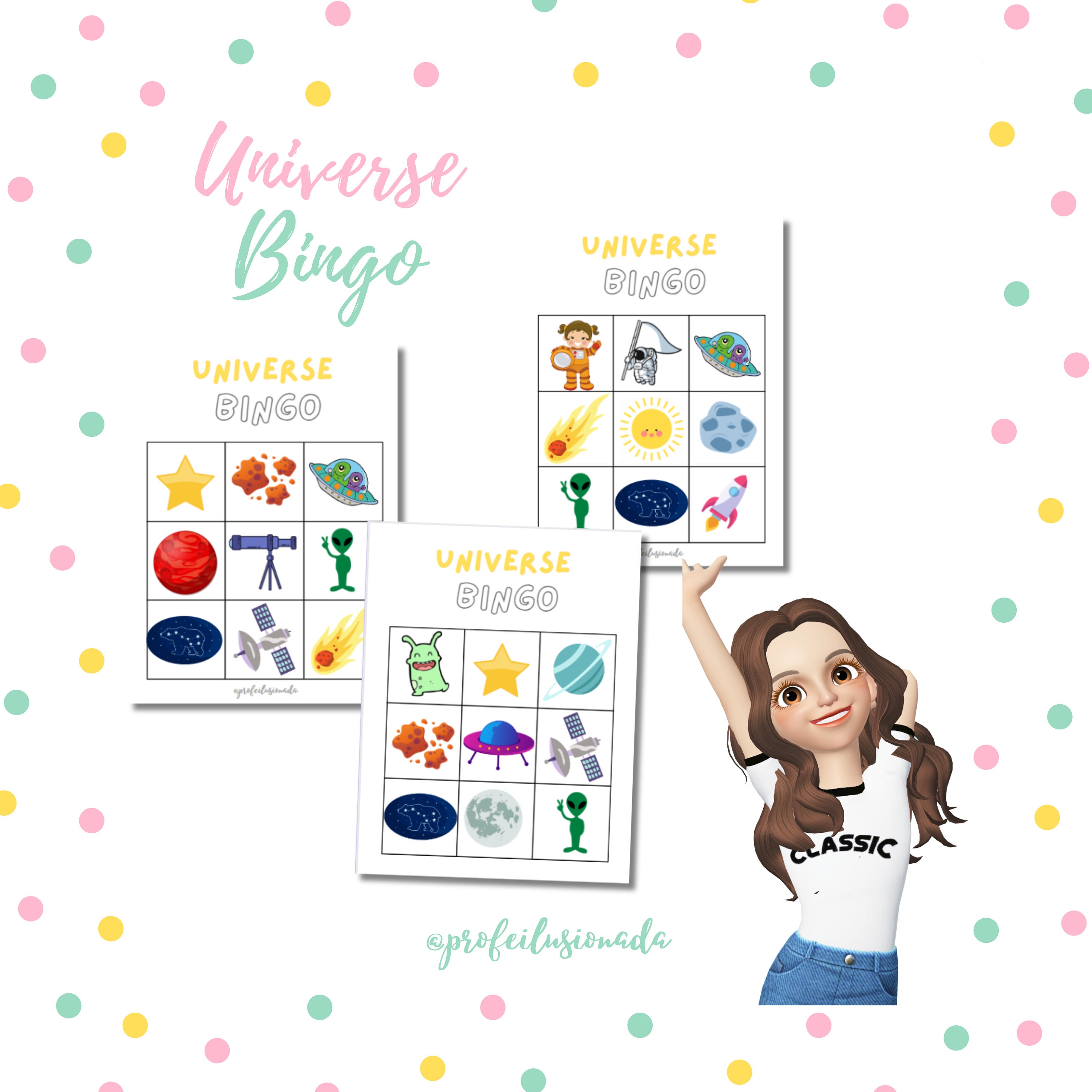 Bingo Game, Educational Universe Bingo Game for Kids, Educational ...