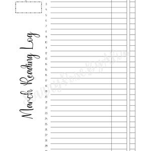 Monthly Reading Log (printable Download) - Etsy