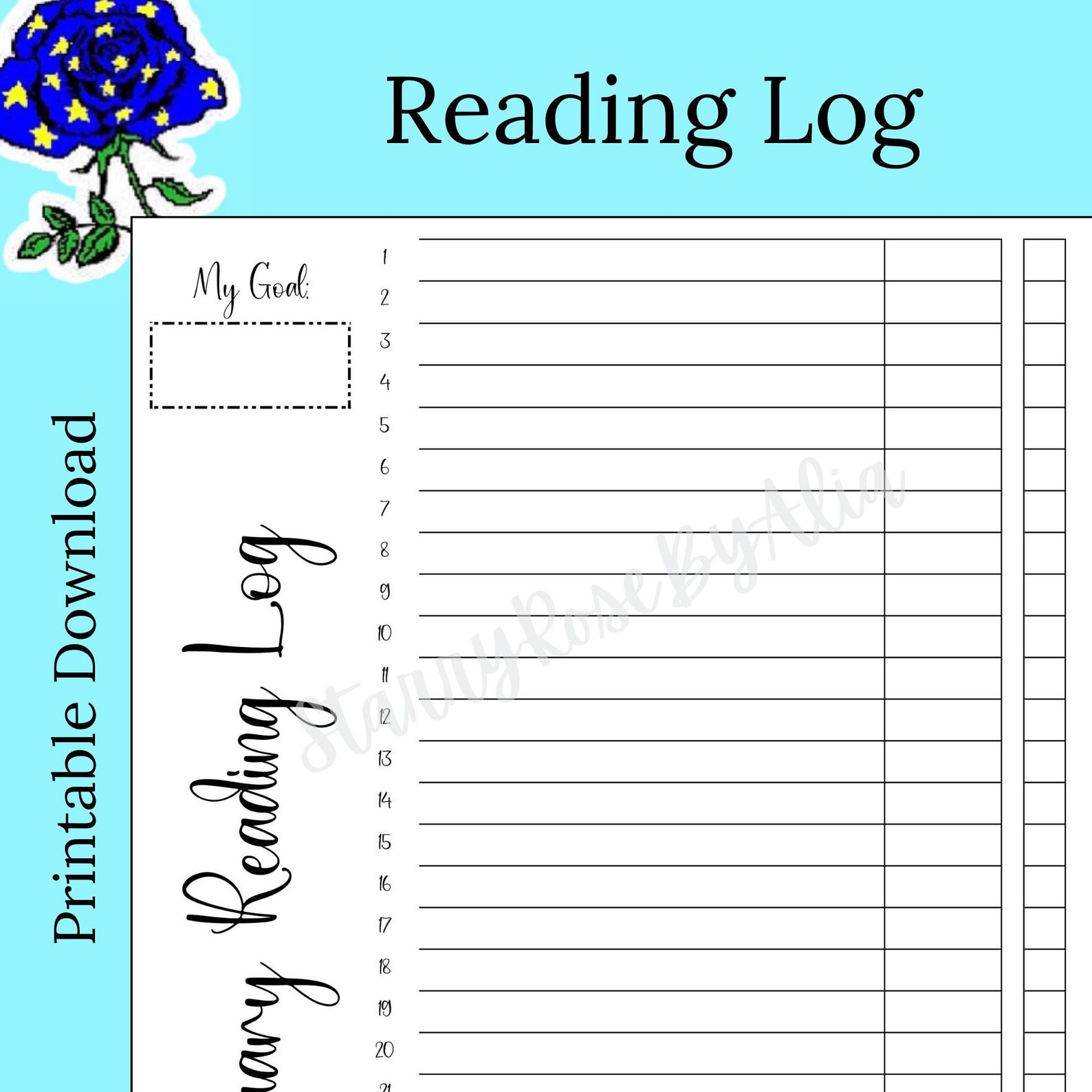Monthly Reading Log (printable Download) - Etsy
