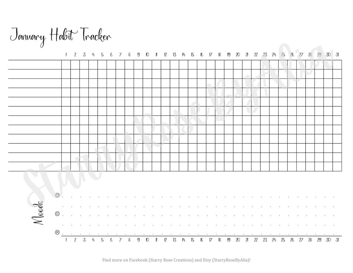Monthly Habit Tracker (printable Download) - Etsy