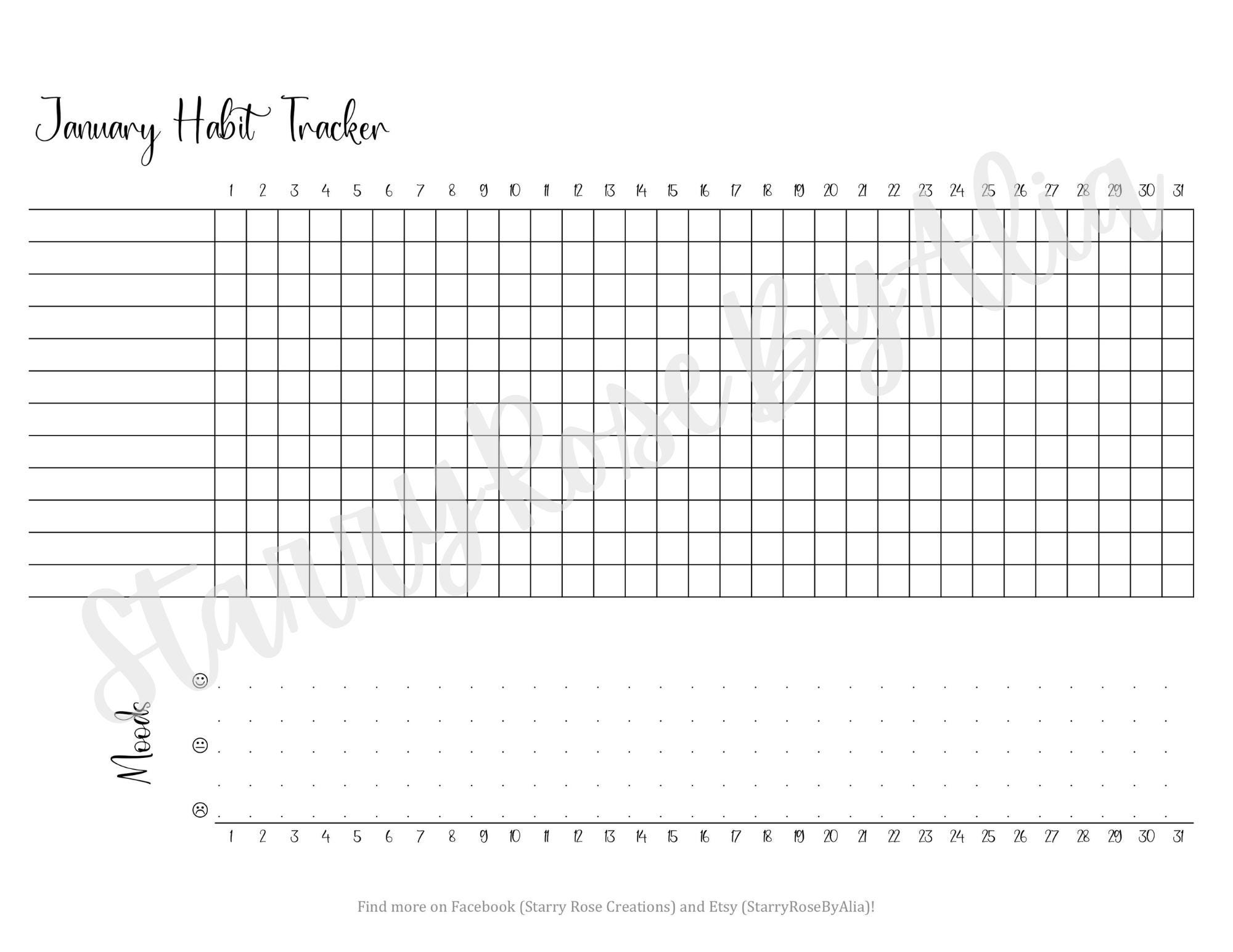 Monthly Habit Tracker (printable Download) - Etsy