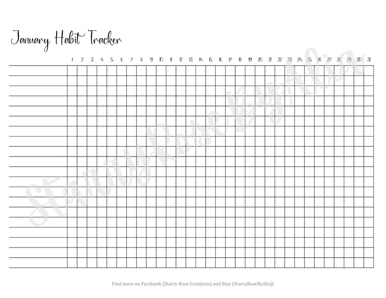 Monthly Habit Tracker (printable Download) - Etsy