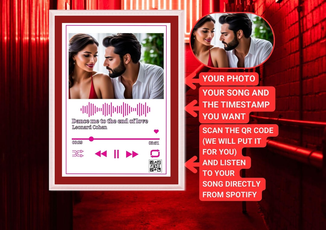 Spotify Custom Frame, Personalized Wedding Anniversary Couple Gift ...