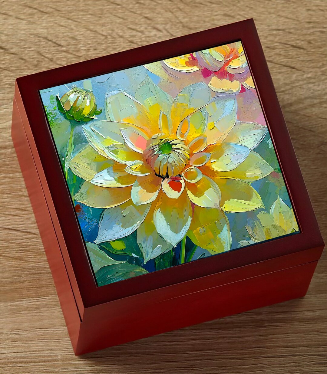 Yellow Dahlia Wood God Box - Etsy