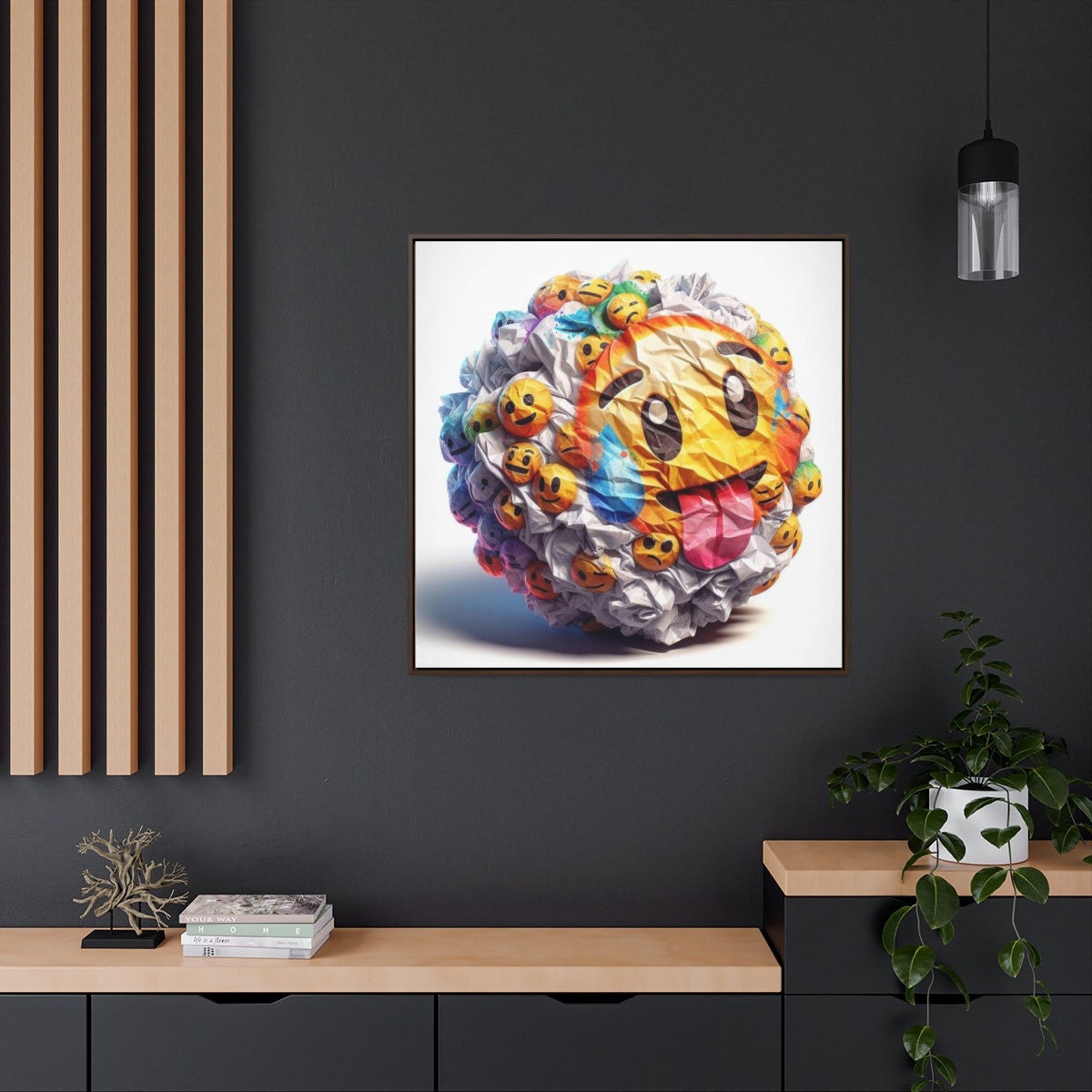 Colorful Emoji Art, Framed Cavas Art, Wall Art, Gallery Canvas. Pop Art ...