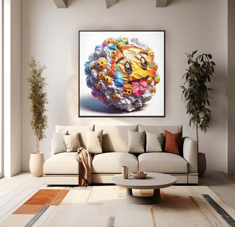 Colorful Emoji Art, Framed Cavas Art, Wall Art, Gallery Canvas. Pop Art ...
