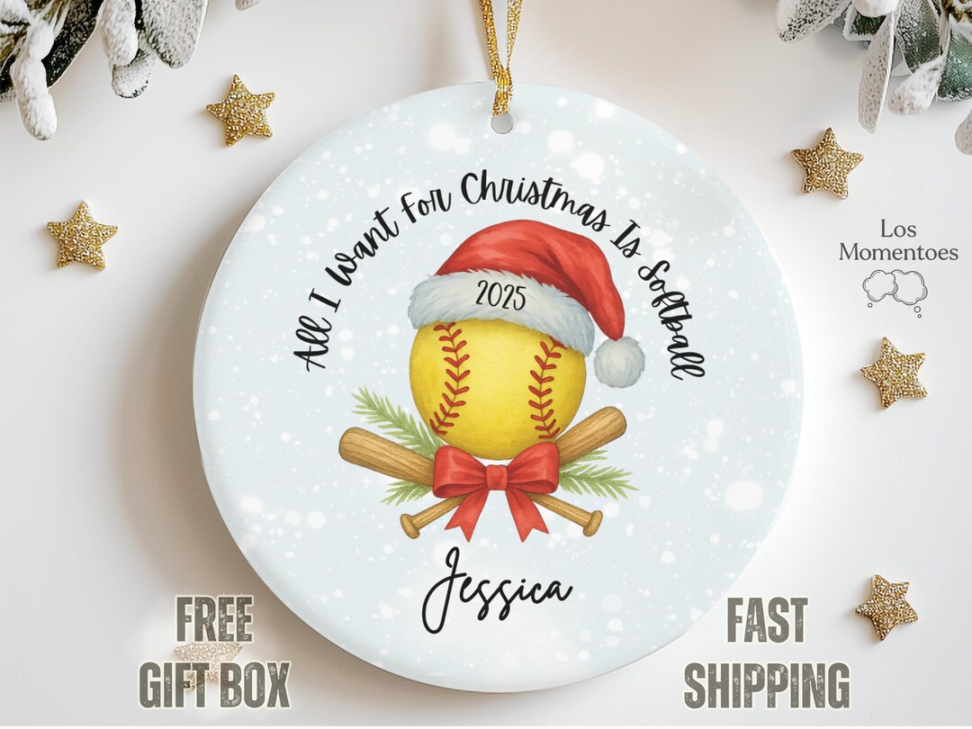 Softball Christmas Ornament 2025 Personalized Sports Keepsake, Custom ...