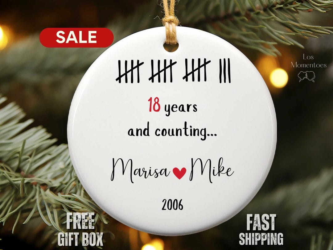 Personalized 18th Anniversary Ornament, 18 Years Married Wedding ...