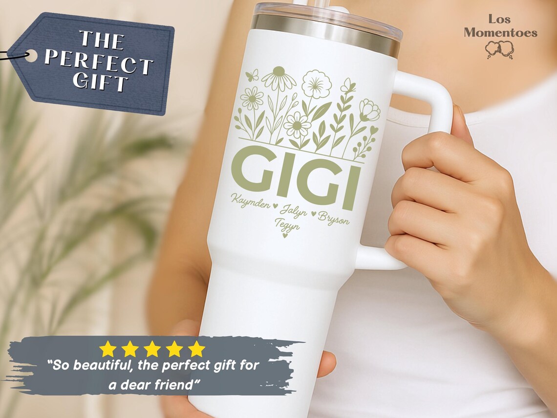 Personalized Gigi Tumbler 40oz With Grandkids’ Names – Custom Gigi Cup ...