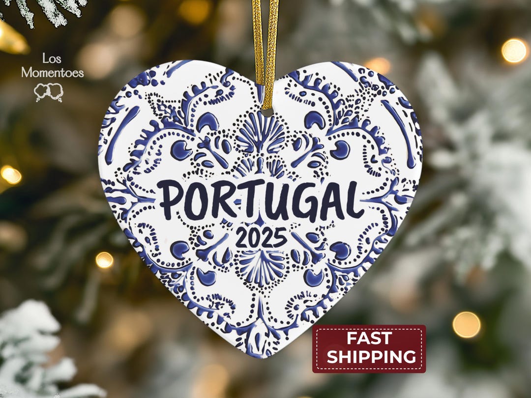 Portugal Christmas Ornament 2025 Heart Shaped Portuguese Tile Souvenir ...