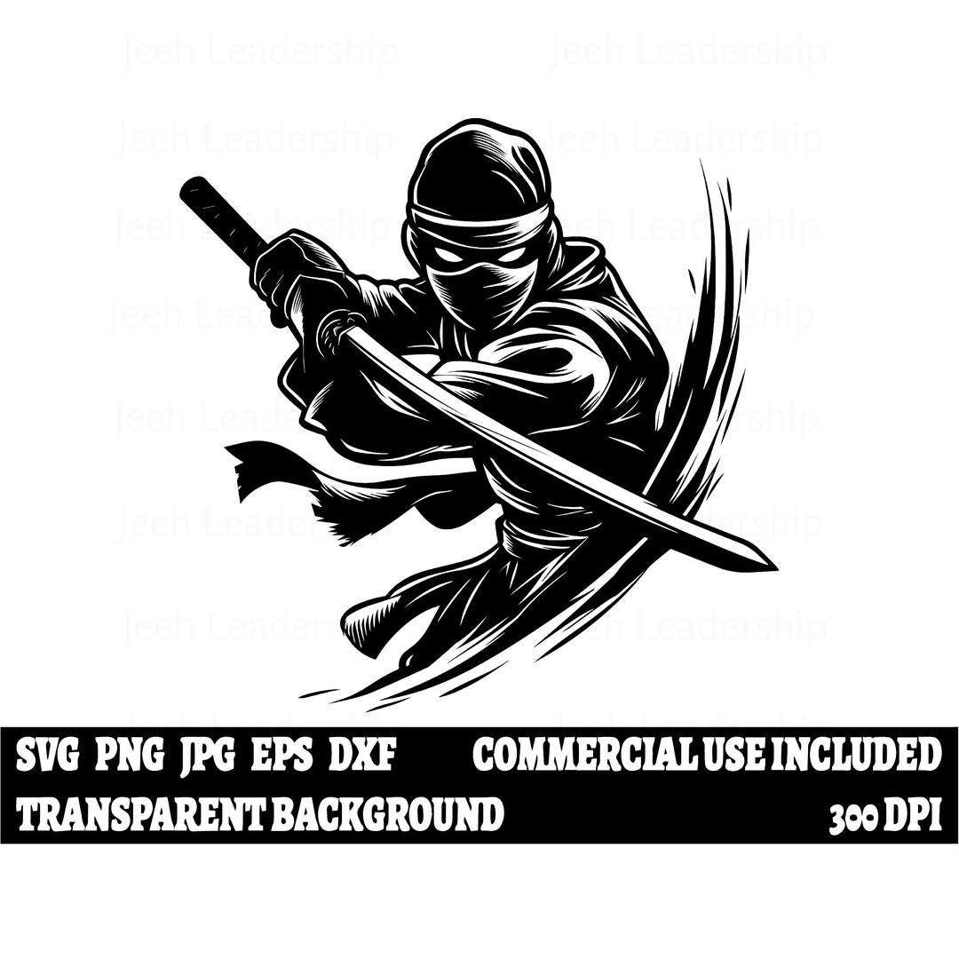 Ninja SVG PNG, Man Ninja Vector Clipart, Martial Arts SVG Files Cartoon ...