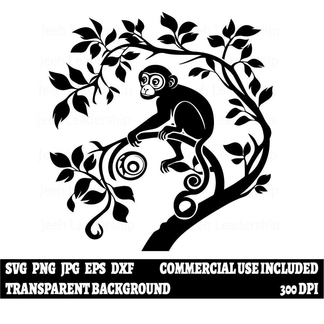 Monkey in a Tree Svg, Png, Monkey Svg Cut Files for Cricut and More ...
