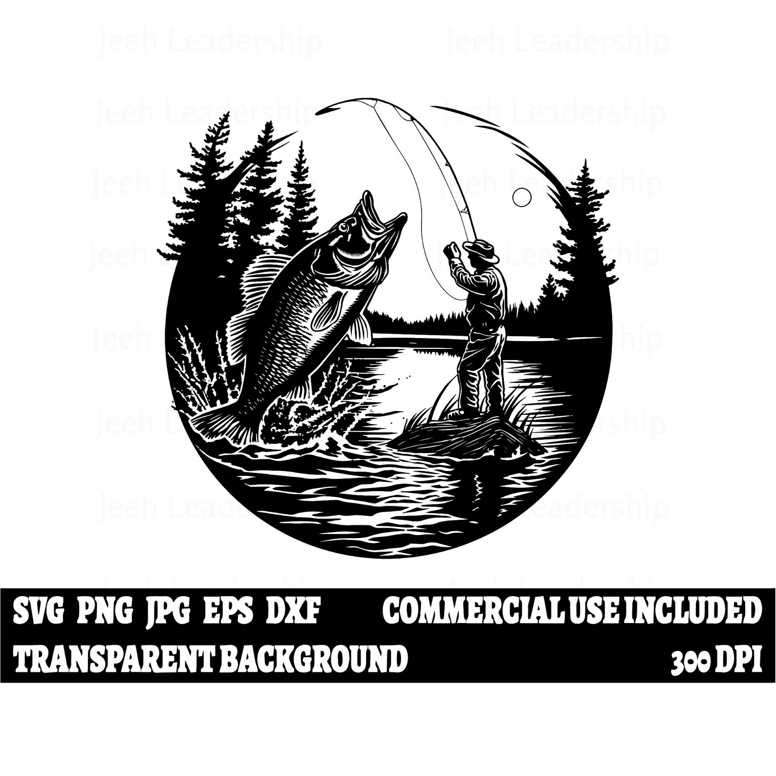 Man Fishing Svg Vector, Fisherman Svg, Fish Svg, Fisherman Svg Cute ...