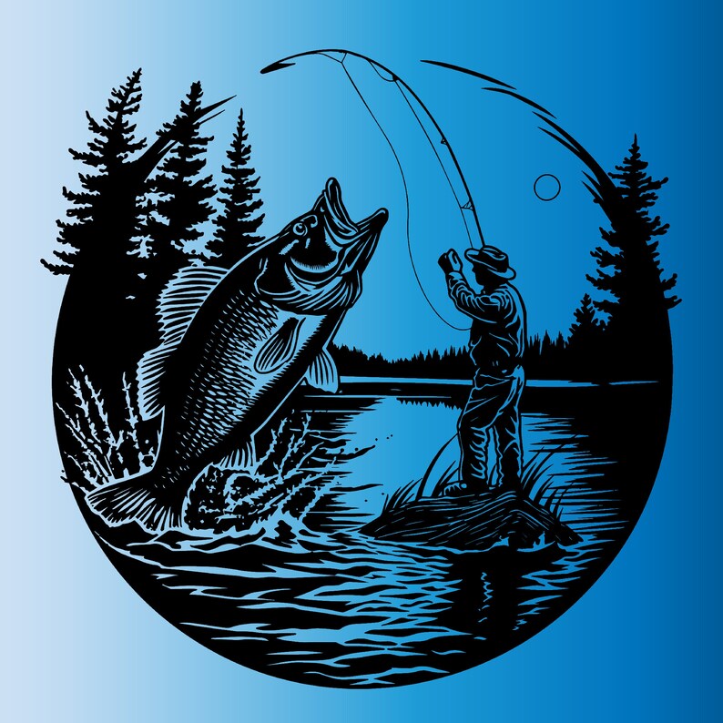 Man Fishing Svg Vector, Fisherman Svg, Fish Svg, Fisherman Svg Cute ...