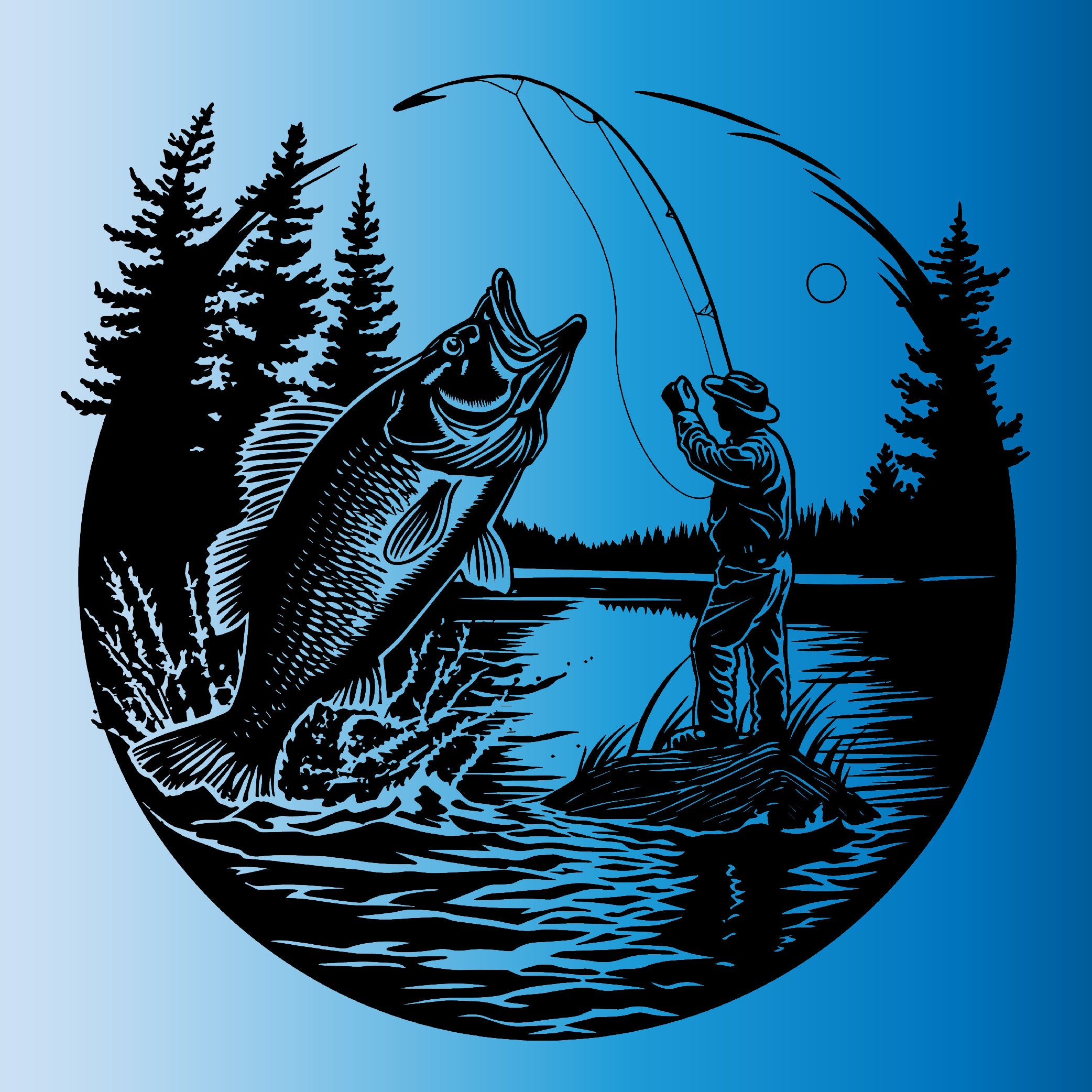 Man Fishing Svg Vector, Fisherman Svg, Fish Svg, Fisherman Svg Cute ...