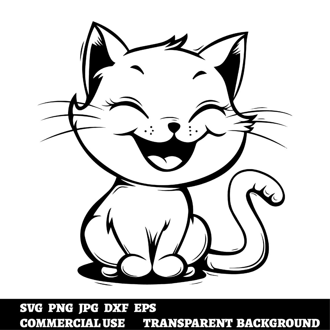 Cat Happy Svg Vector, PNG, Cat Clipart, Svg Files for Cricut ...