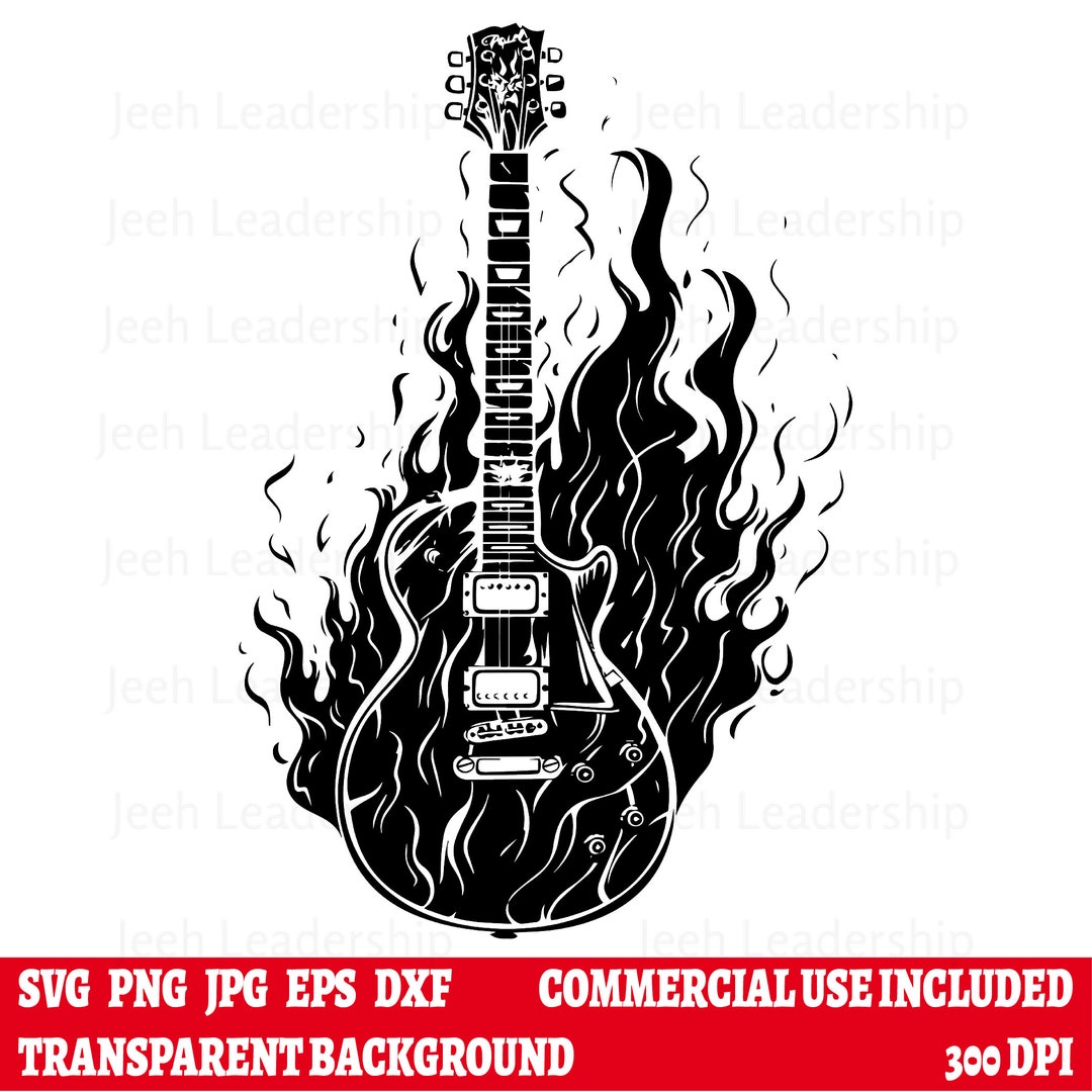Electric Flaming Guitar SVG, Acoustic Guitar SVG, Guitar Clipart, Music ...
