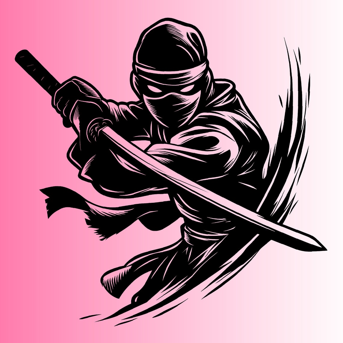 Ninja SVG PNG, Man Ninja Vector Clipart, Martial Arts SVG Files Cartoon ...
