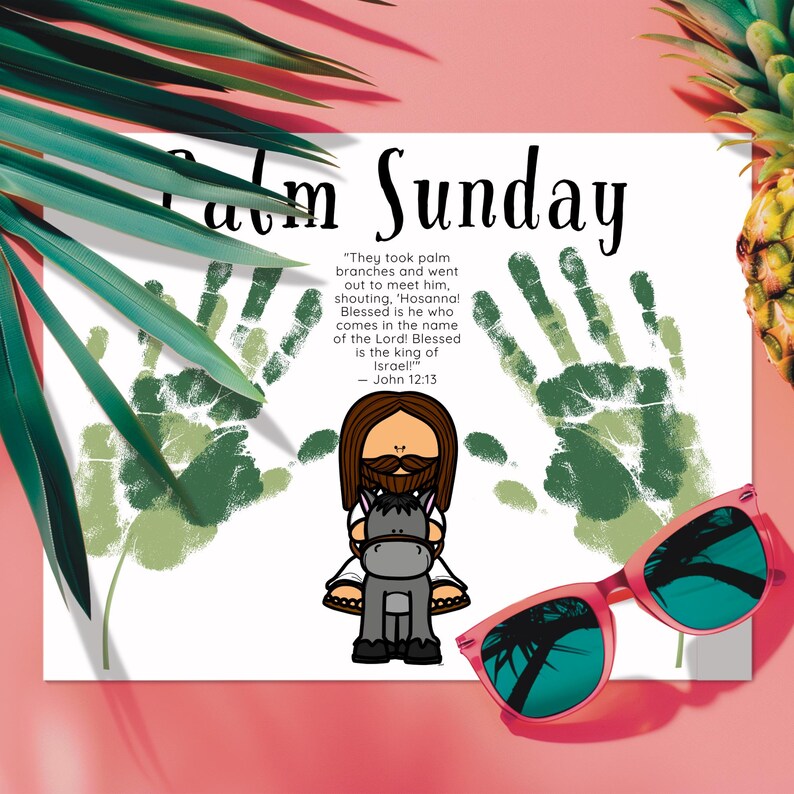 Palm Sunday Handprint Art Craft, Printable Palm Sunday Lent Craft ...