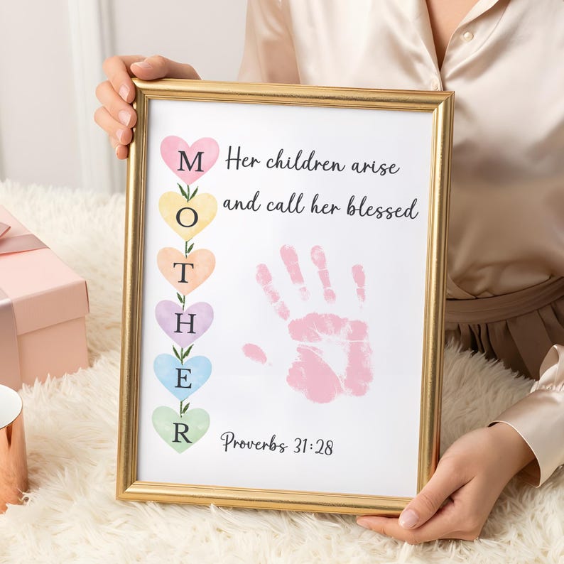 Mothers Day Bible Craft, Printable Mom Handprint Art, Christian Sunday ...