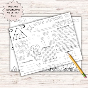 Abraham Printable Placemat Activity, Old Testament Coloring Page, Bible ...