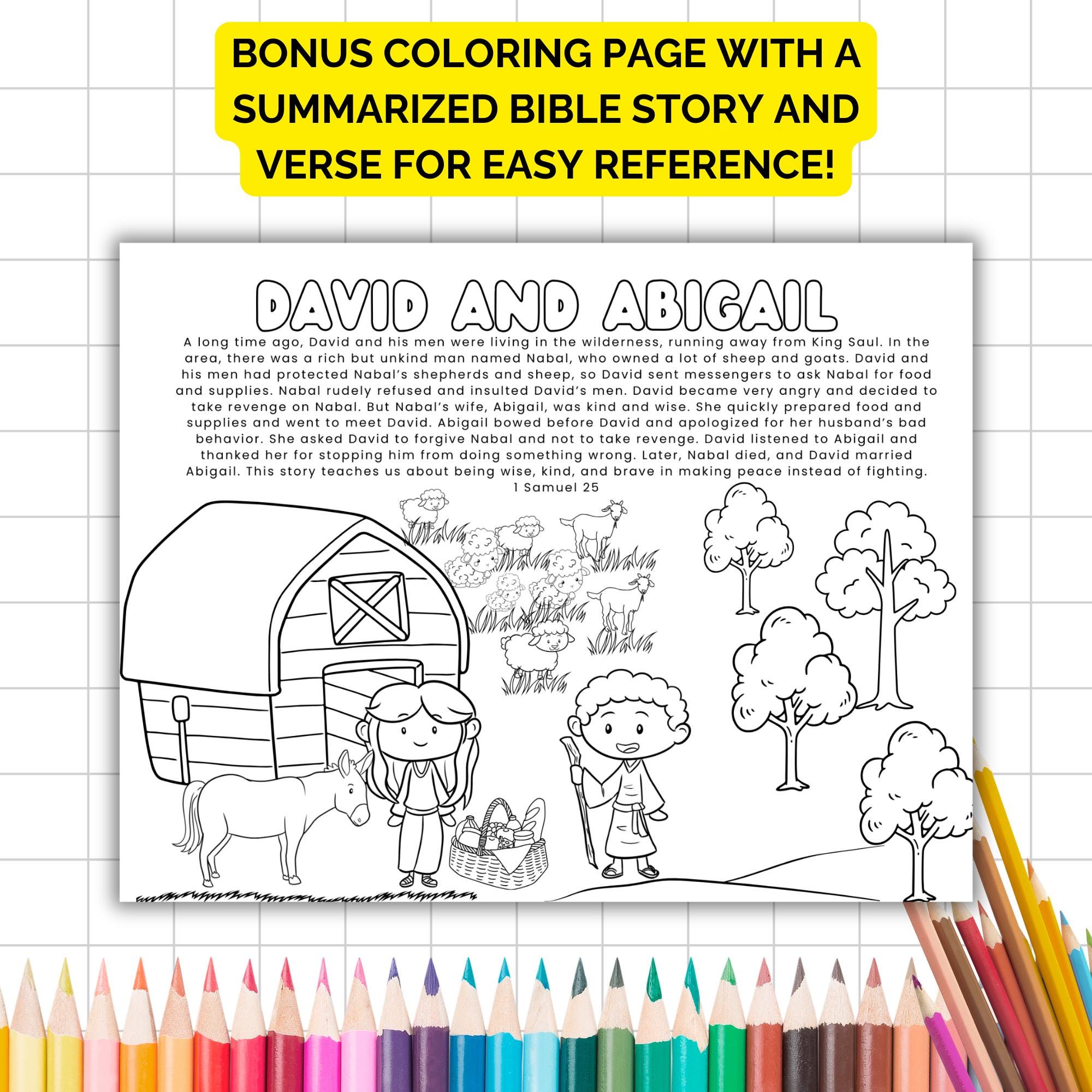 David and Abigail Placemat Activity, Christian Coloring Page, Sunday ...